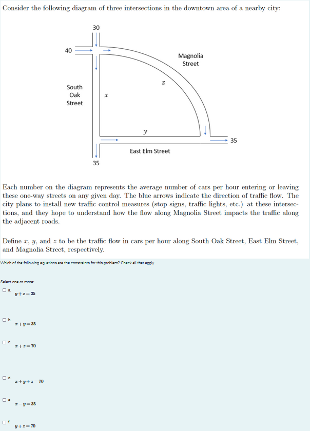 Solved Consider the following diagram of three intersections | Chegg.com