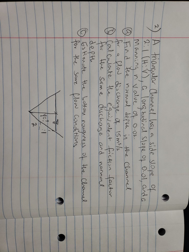 Solved 2) A triangular Channel has a side slope of 2. 1 | Chegg.com