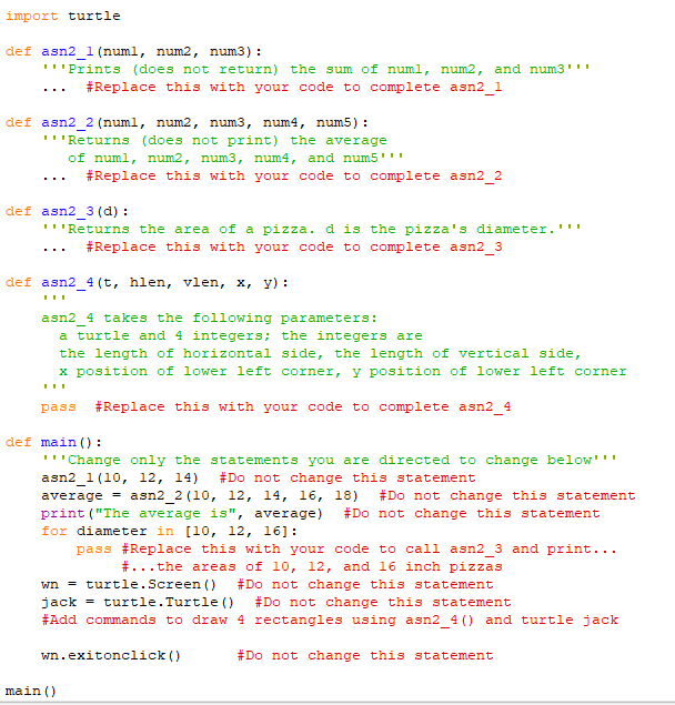 Solved Complete the function asn2_1() so it prints the sum | Chegg.com