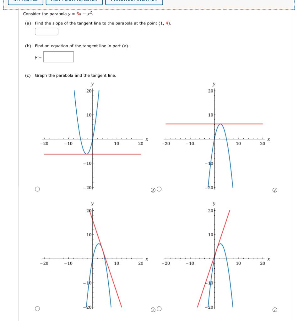 Solved Consider the parabola y=5x−x2 (a) Find the slope of | Chegg.com