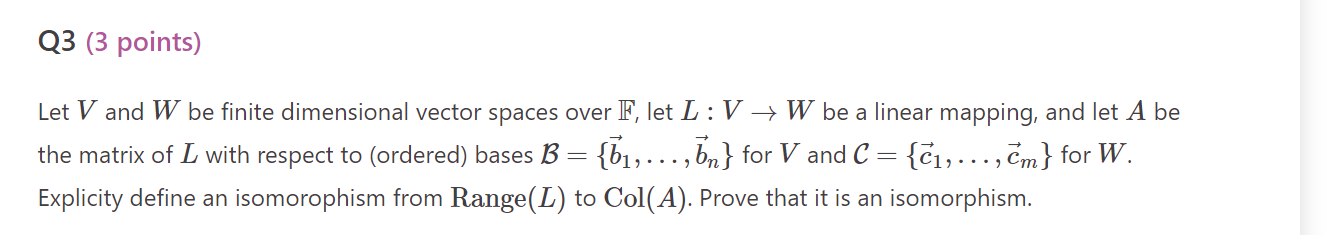 Solved Let V And W Be Finite Dimensional Vector Spaces Over