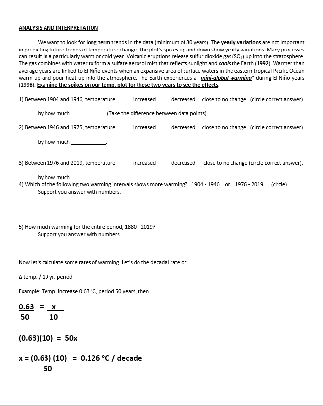 Climate Change Lab: PART 1 Climate is happening now, | Chegg.com
