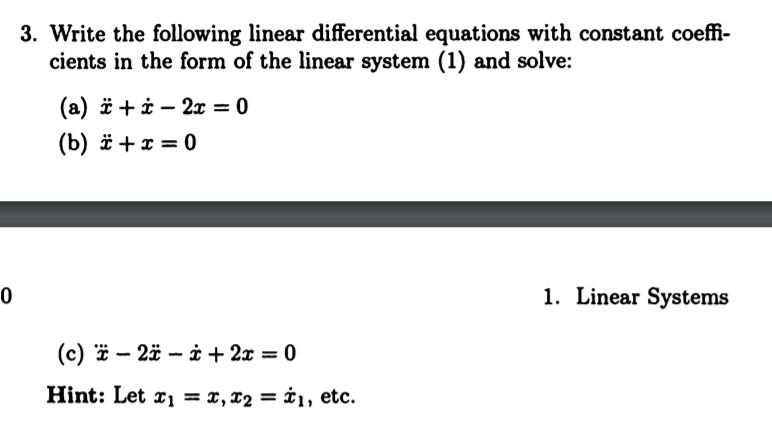 Solved 3. Write the following linear differential equations | Chegg.com