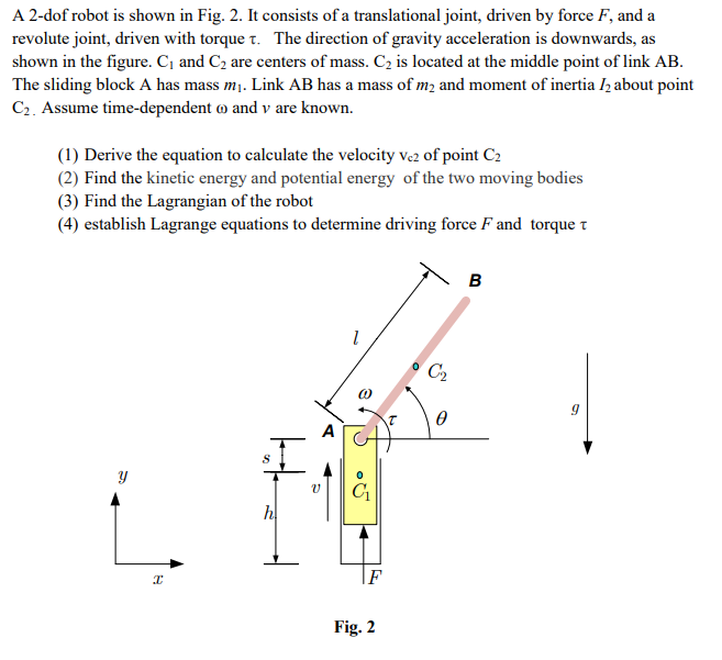 Solved A 2-dof robot is shown in Fig. 2. It consists of a | Chegg.com