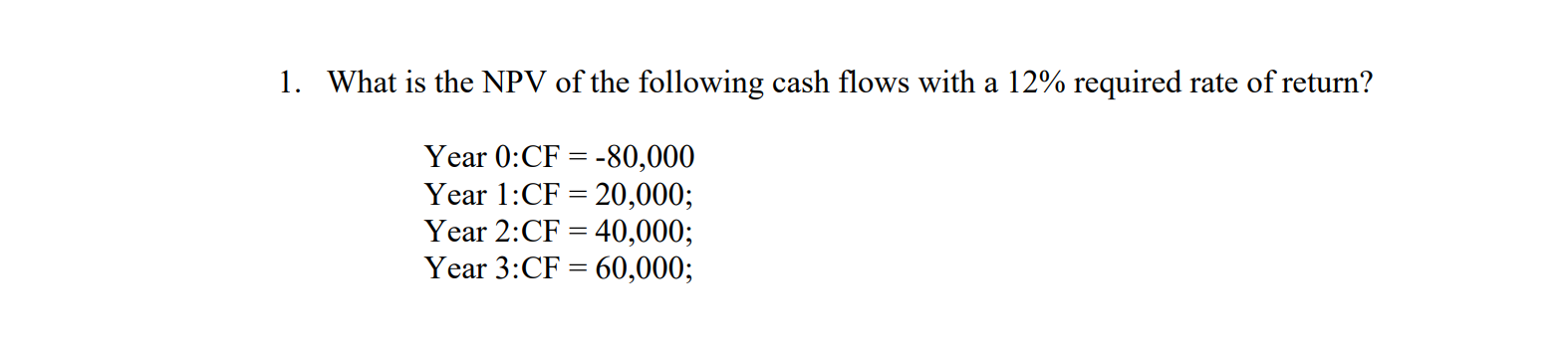 Solved 1. What is the NPV of the following cash flows with a | Chegg.com