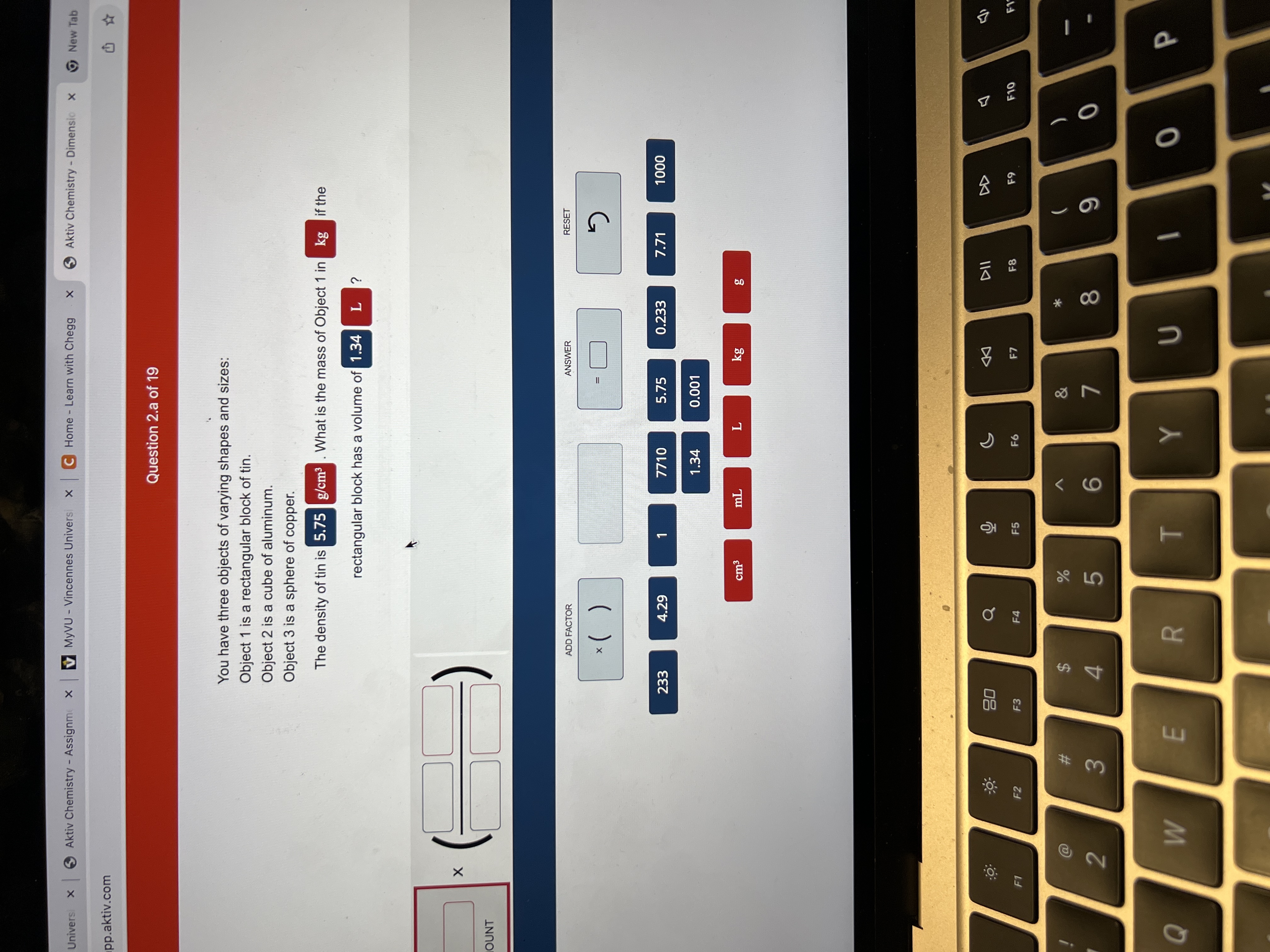 Solved You have three objects of varying shapes and | Chegg.com