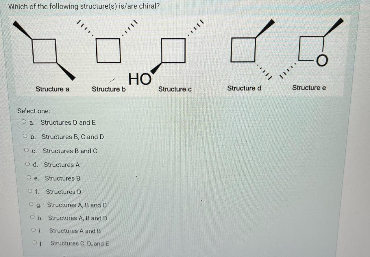 Solved Which of the following structure(s) is/are chiral? | Chegg.com