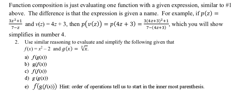 Solved 7-2 Function composition is just evaluating one | Chegg.com