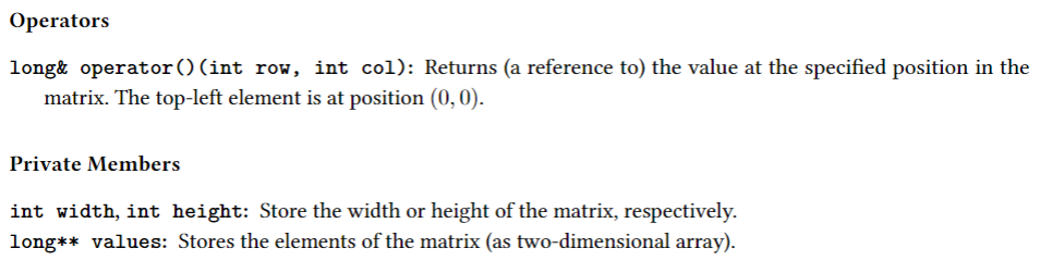 Solved You are given a header file matrix.h declaring a | Chegg.com