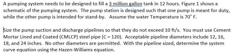 Solved A pumping system needs to be designed to fill a 3 | Chegg.com