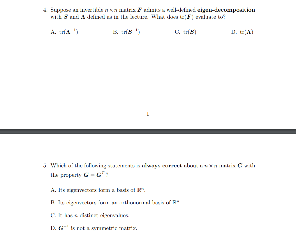 Solved 4. Suppose an invertible n×n matrix F admits a | Chegg.com