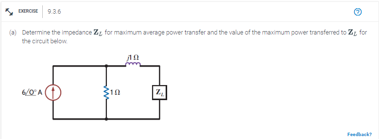 Solved EXERCISE9.3 .6(a) ﻿Determine the impedance ZL ﻿for | Chegg.com