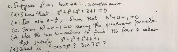 Solved Suppose z^5 = 1 but z notequalto 1, 2 complex number. | Chegg.com