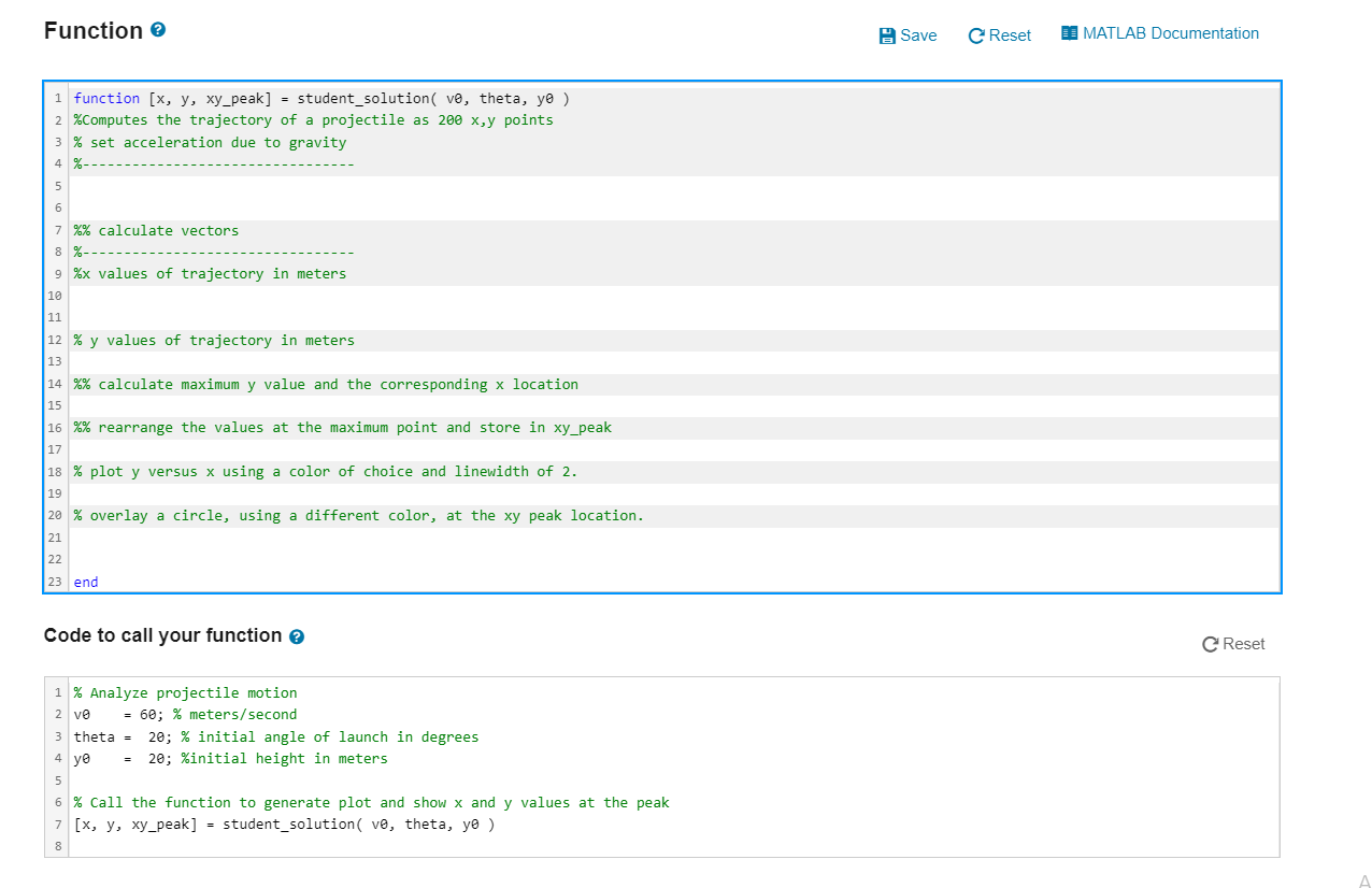 Solved Projectile Motion (vector creation and use) My | Chegg.com