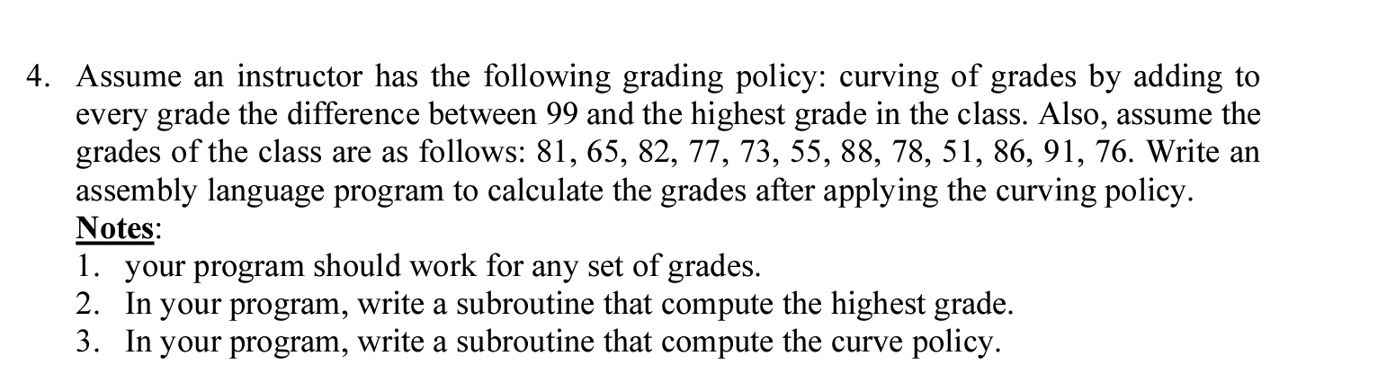 Solved Assume an instructor has the following grading | Chegg.com