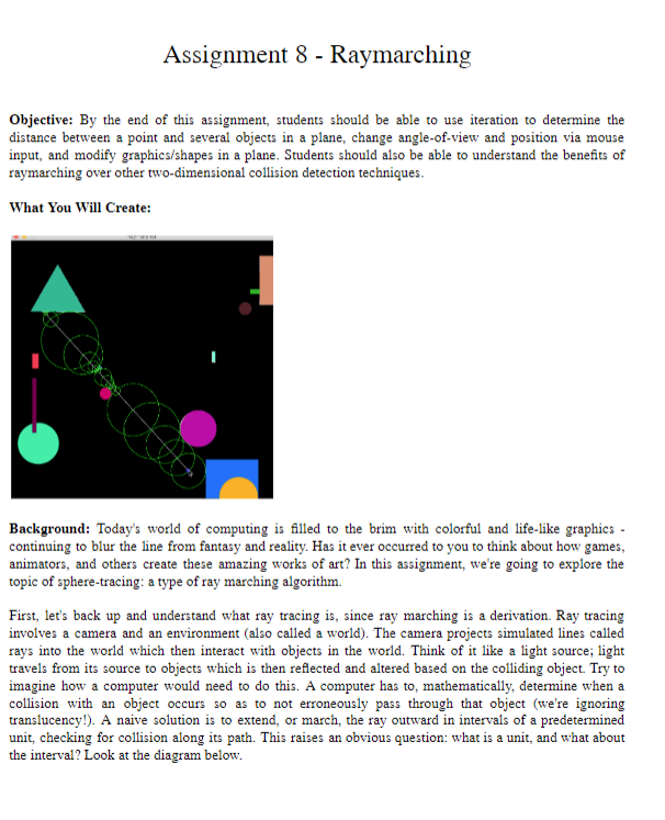 Assignment 8 - Raymarching Objective: By the end of | Chegg.com