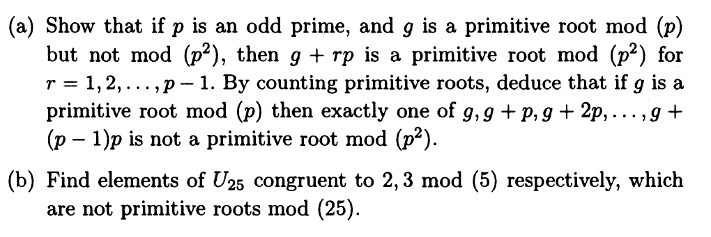 Solved (a) Show that if p is an odd prime, and g is a | Chegg.com