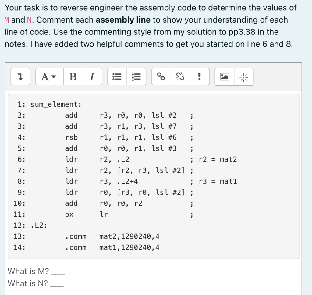 Solved In the following source code, M and N are constants | Chegg.com