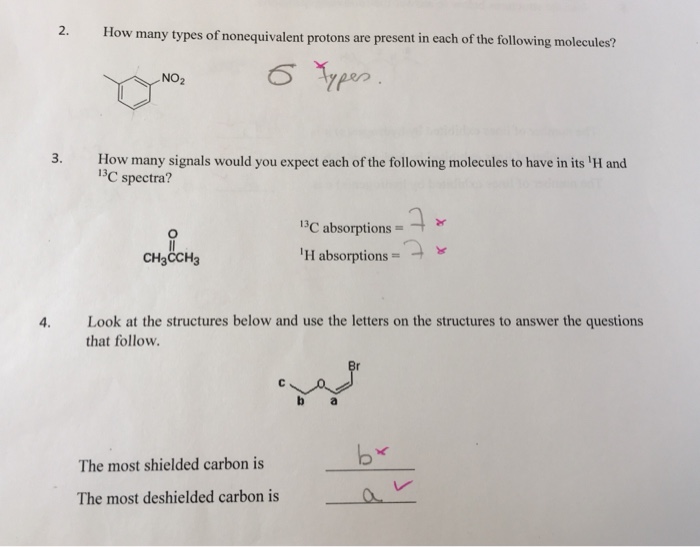 Solved how many types of nonequivalent prótons for #2? | Chegg.com