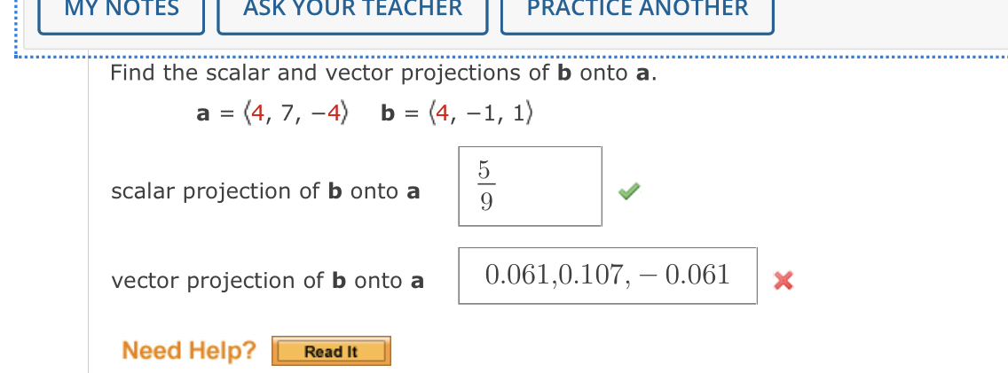 Solved Find the scalar and vector projections of b onto a. | Chegg.com