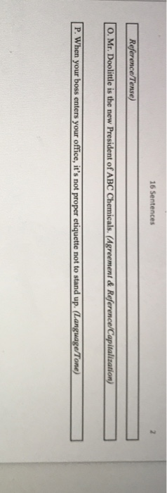 Solved 16 Sentences Instructions: Each of the sixteen | Chegg.com