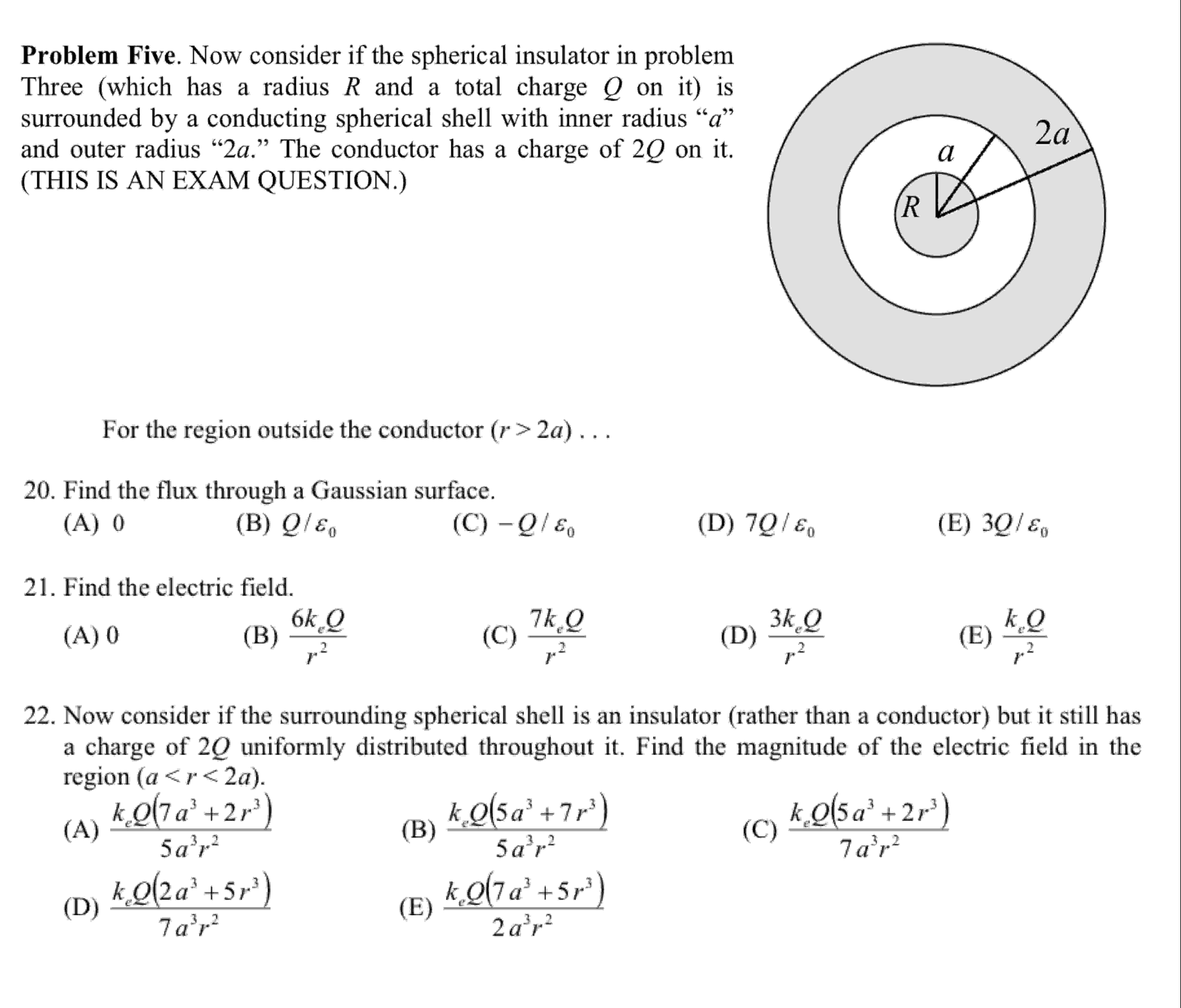 Solved Problem Five. Now consider if the spherical insulator | Chegg.com