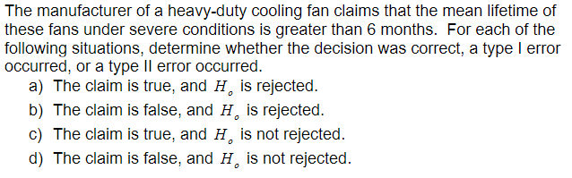 Solved 1. For part a), which one is correct? (Type I, Type | Chegg.com