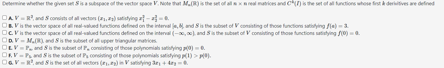 Solved Determine whether the given set S is ﻿a subspace of | Chegg.com