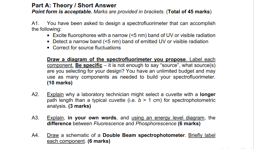 Part A: Theory / Short Answer Point form is | Chegg.com