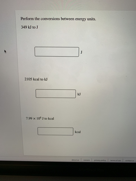 Solved Perform the conversions between energy units. 349 kJ | Chegg.com