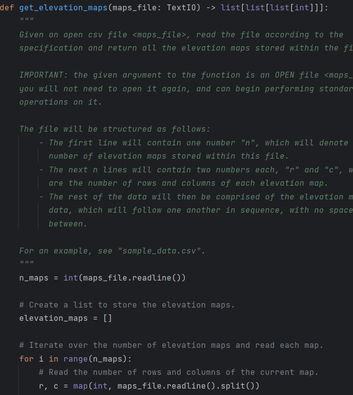Solved lef write_elevation_maps(maps_file: TextI0, | Chegg.com