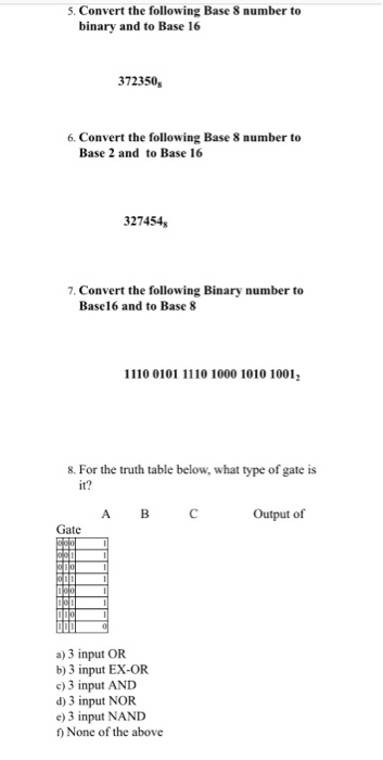 Solved S. Convert the following Base 8 number to binary and | Chegg.com