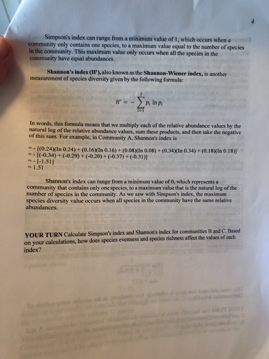 Solved Exercise 1-Calculating Species Diversity 1. Calculate | Chegg.com