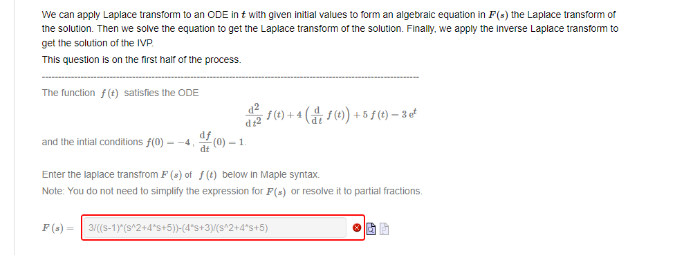 Solved We can apply Laplace transform to an ODE in t with | Chegg.com