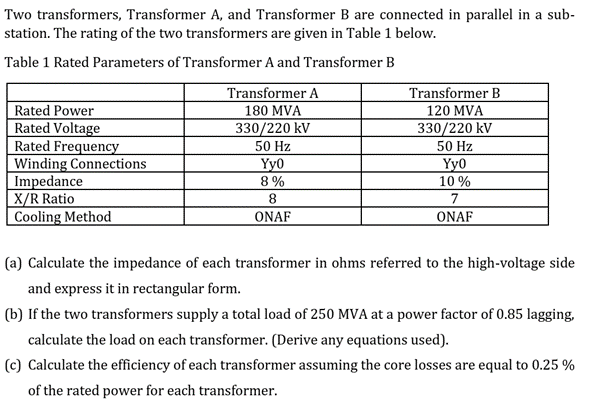 Solved Two transformers, Transformer A, ﻿and Transformer B | Chegg.com