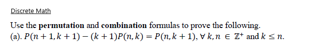 Solved Discrete Math Use the permutation and combination | Chegg.com