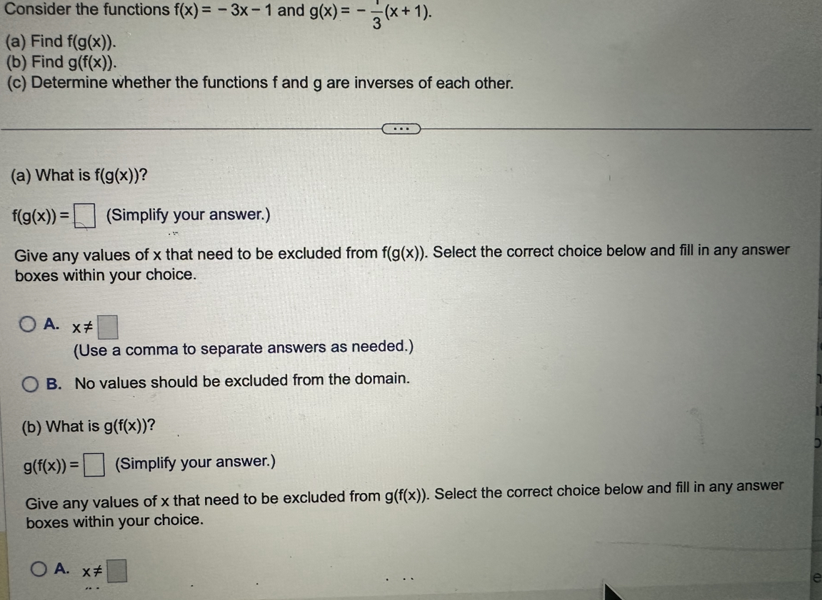 Solved B. No values should be excluded from the domain. (b) | Chegg.com