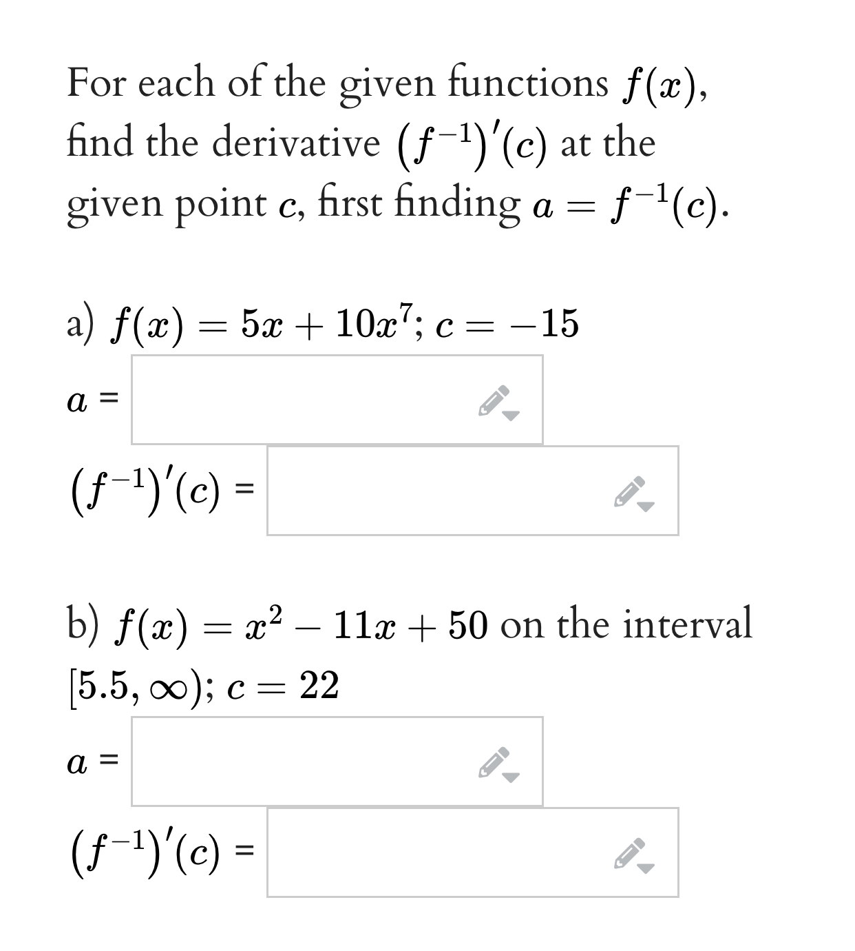 Solved For Each Of The Given Functions F X Find The