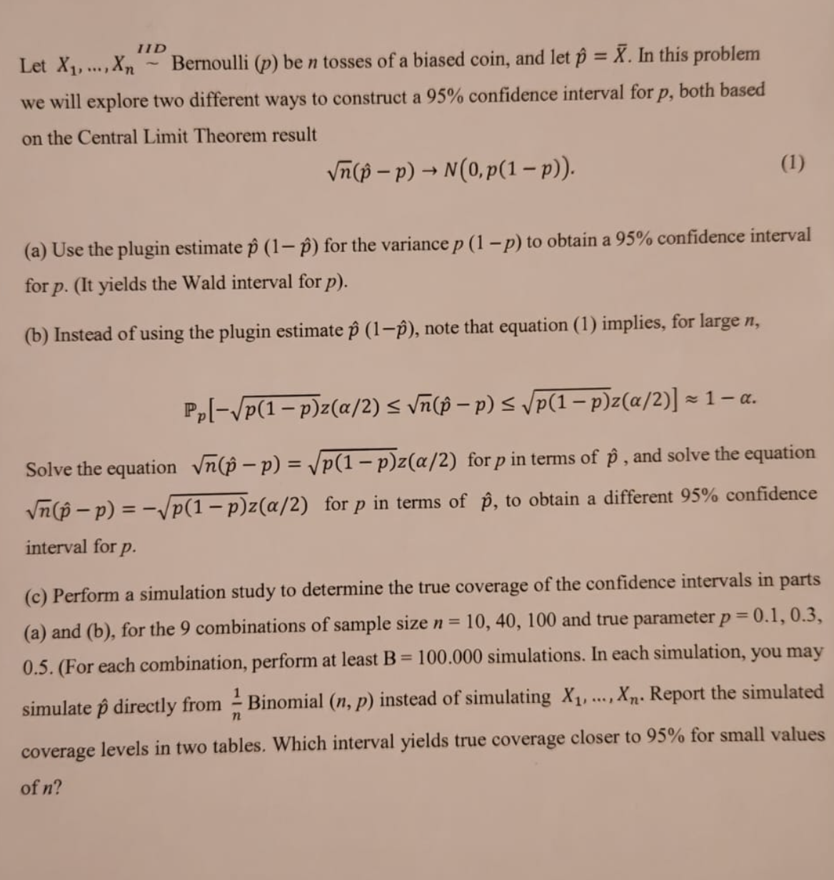 Solved Let x1,dots,xn∼IDD ﻿Bernoulli (p) ﻿be n ﻿tosses of a | Chegg.com