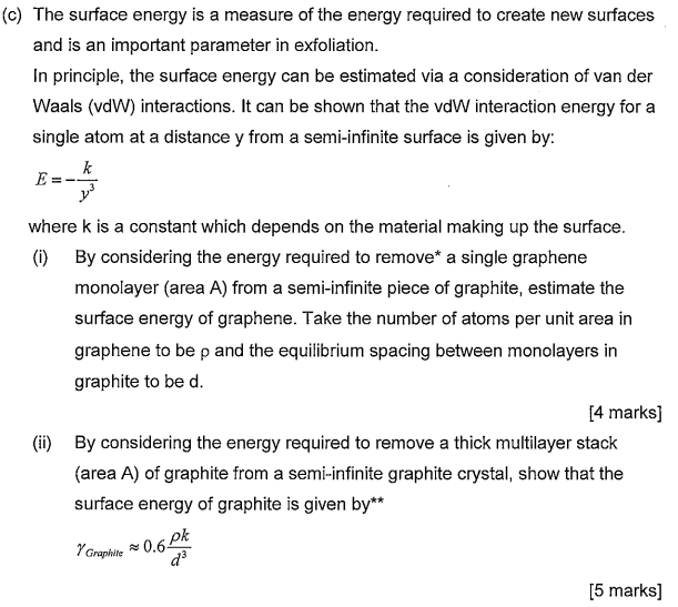 (c) The surface energy is a measure of the energy | Chegg.com