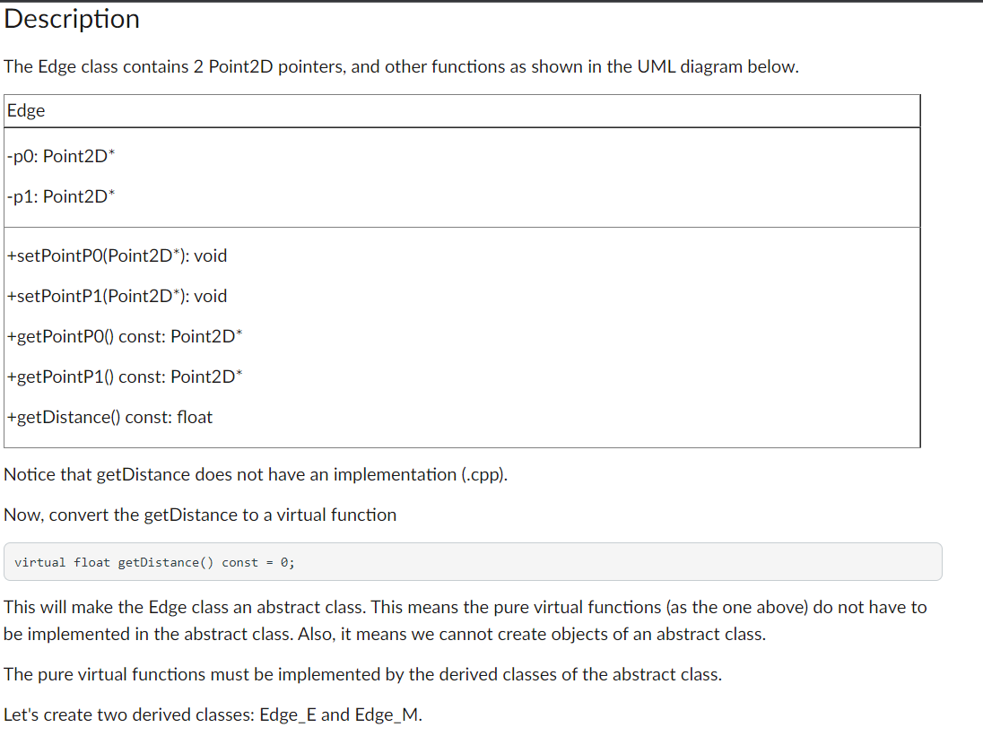 Description The Edge class contains 2 Point2D | Chegg.com