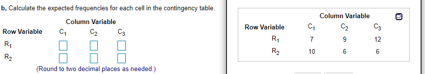 Solved b, Calculate the expected frequencies for each cell | Chegg.com
