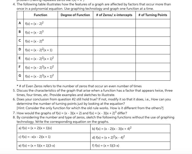 Solved 4. The following table illustrates how the features | Chegg.com