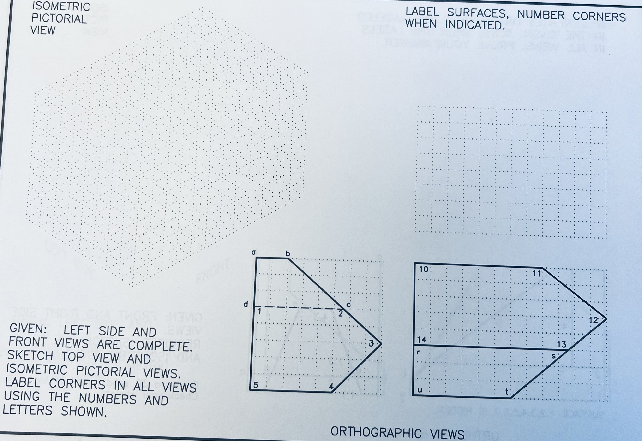 Solved LABEL SURFACES, NUMBER CORNERS WHEN INDICATED. GIVEN: | Chegg.com