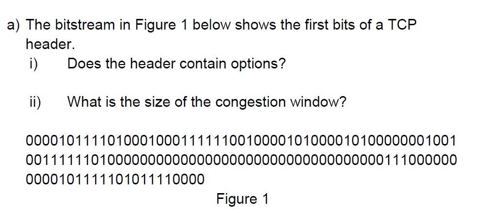Solved a) The bitstream in Figure 1 below shows the first | Chegg.com
