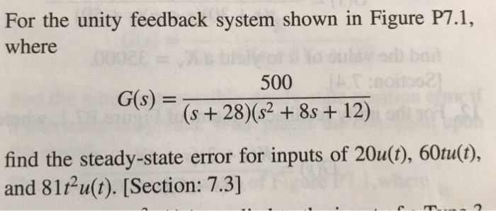 Solved For the unity feedback system shown in Figure P7.1, | Chegg.com