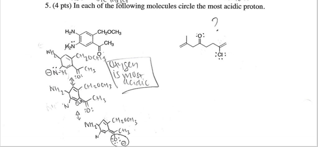 Solved 5.(4 pts) In each of the following molecules circle | Chegg.com