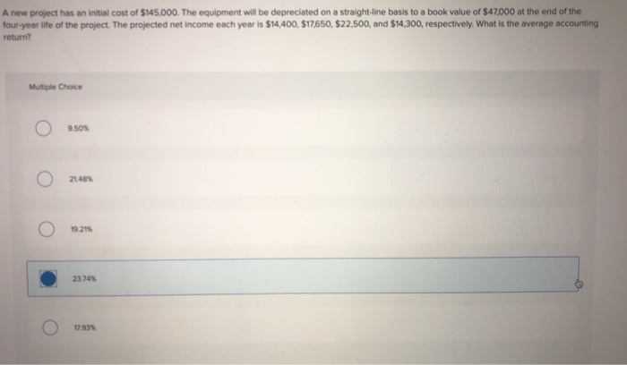 Solved A new project has an initial cost of $145,000. The | Chegg.com