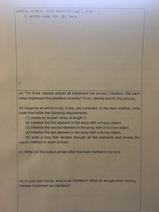 Solved 1, TF (a) Any class that implements an interface must | Chegg.com