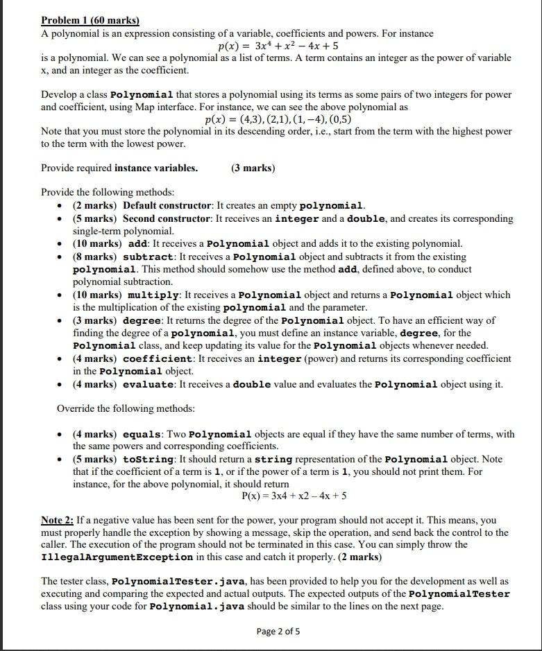 Solved Problem 1 (60 marks) A polynomial is an expression | Chegg.com